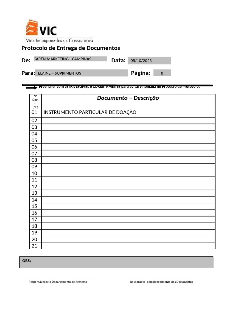 Protocolo de Entrega de Documentos | PDF