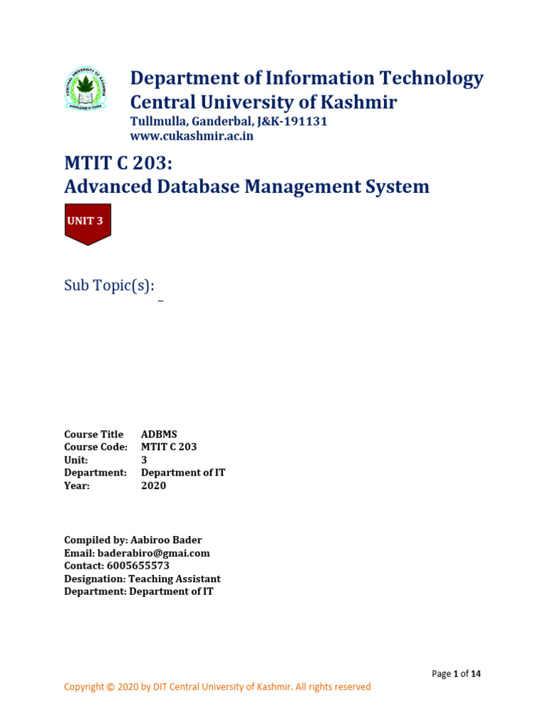Unit_6_Advanced Transaction Processing2 | PDF | Databases | Database Transaction