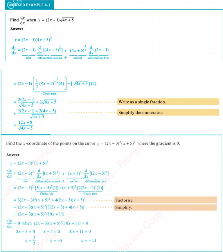 Differentiation Worked Examples | PDF