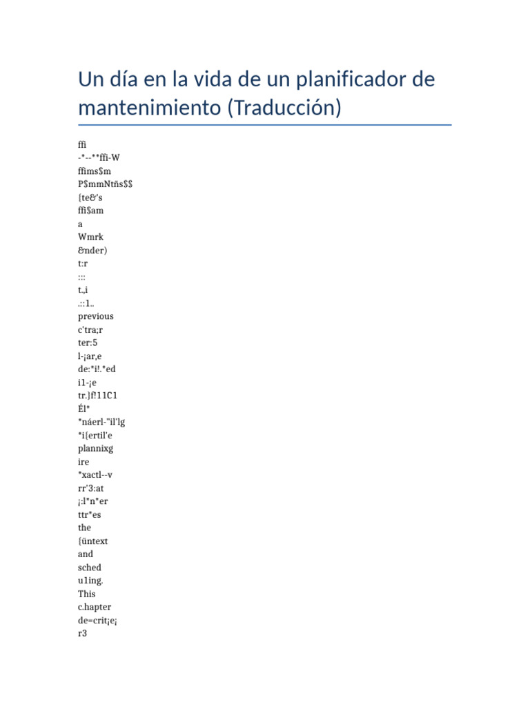 Un Día en la Vida de un Planificador de Mantenimiento | PDF | Plumbing