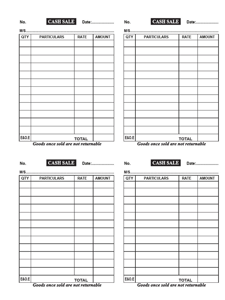Cash Sale Policy: No Returns | PDF