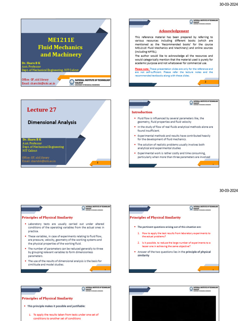 Dimensional Analysis in Fluid Mechanics | PDF | Force | Mechanical ...