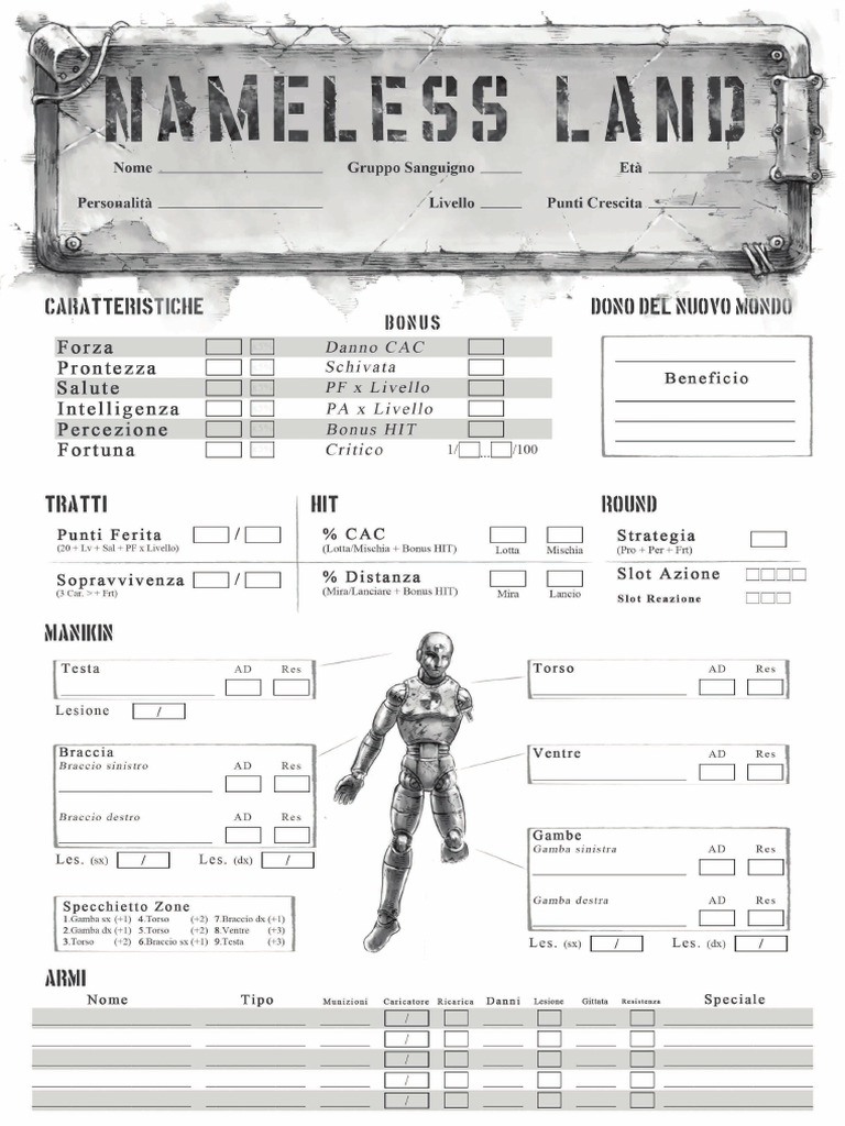 Scheda PG Compilabile Nameless Versione2 | PDF