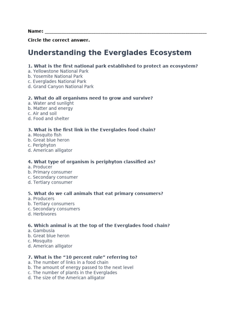 Everglades Ecosystem: Food Chain Basics | PDF