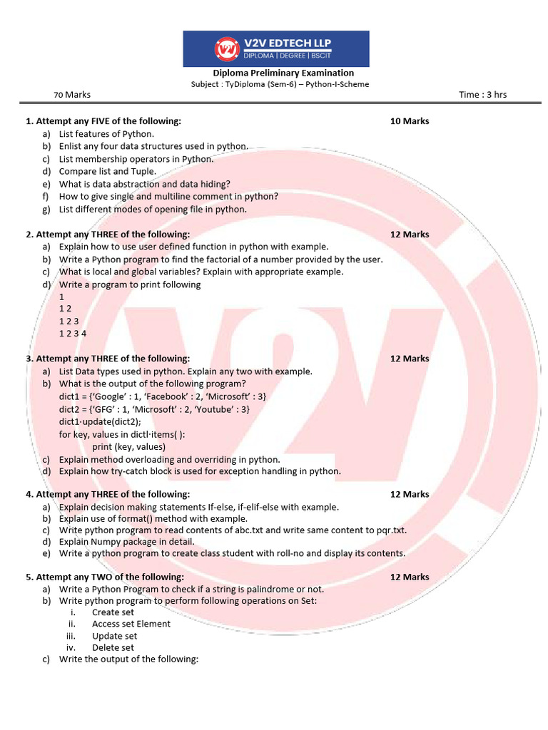 Python I-Scheme Prelims Paper | PDF | Method (Computer Programming) | Python (Programming Language)