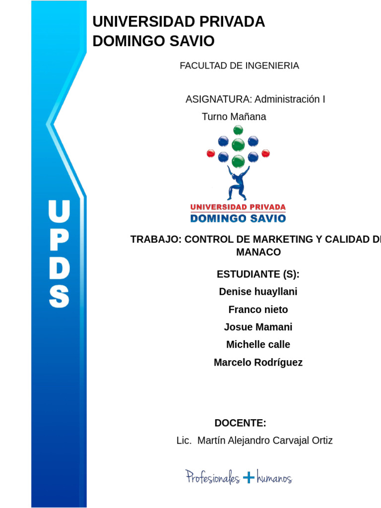 Caratula Control de Calidad Upds | PDF