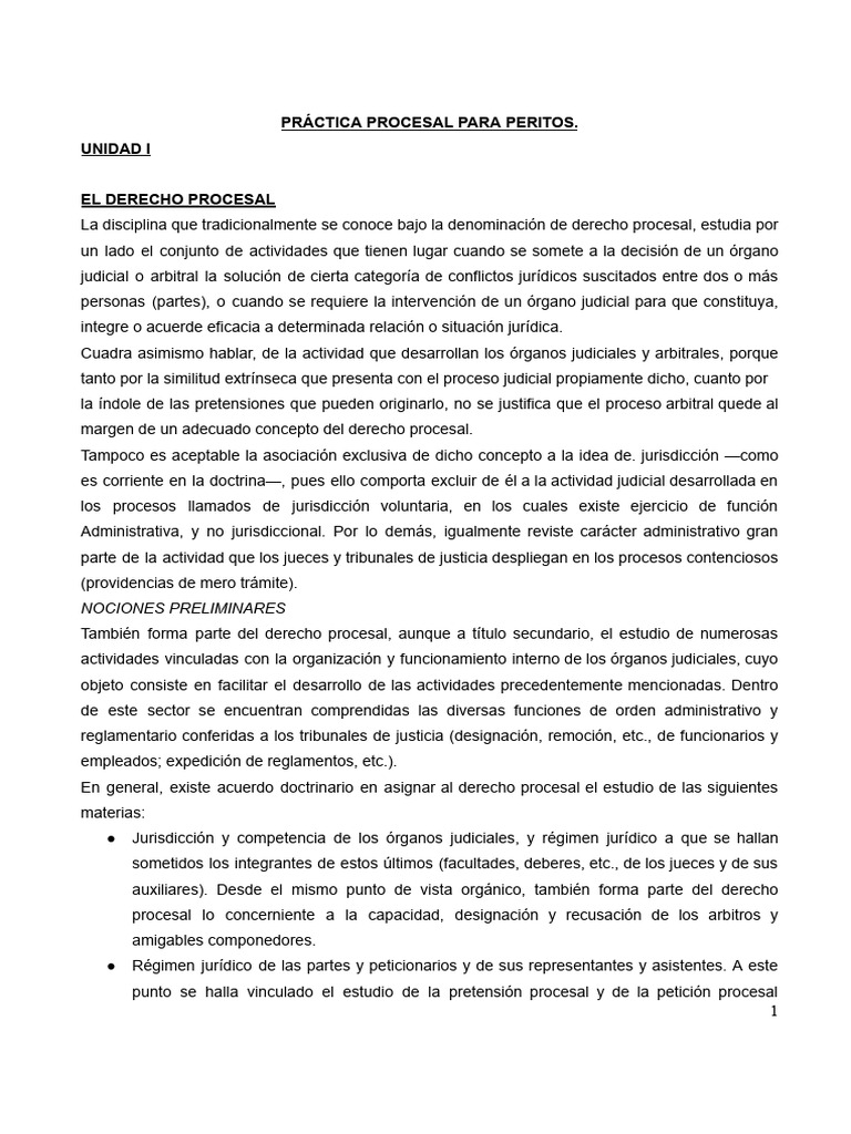 Guia - Derecho - Procesal Unidades I y Ii | PDF | Ley procesal | Caso de ley