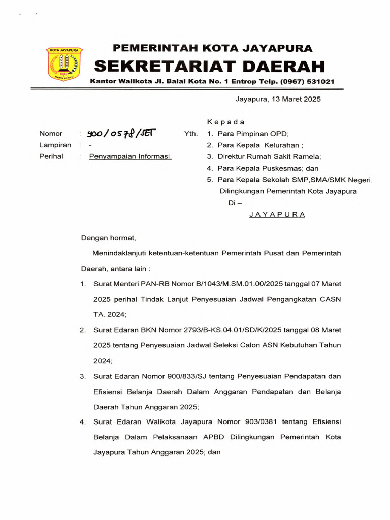 Surat Penyampaian Informasi | PDF
