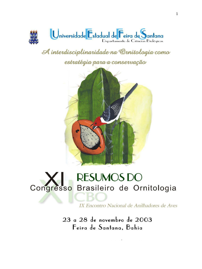 Livro de Resumos Do XI CBO | PDF | Ornitologia | Aves