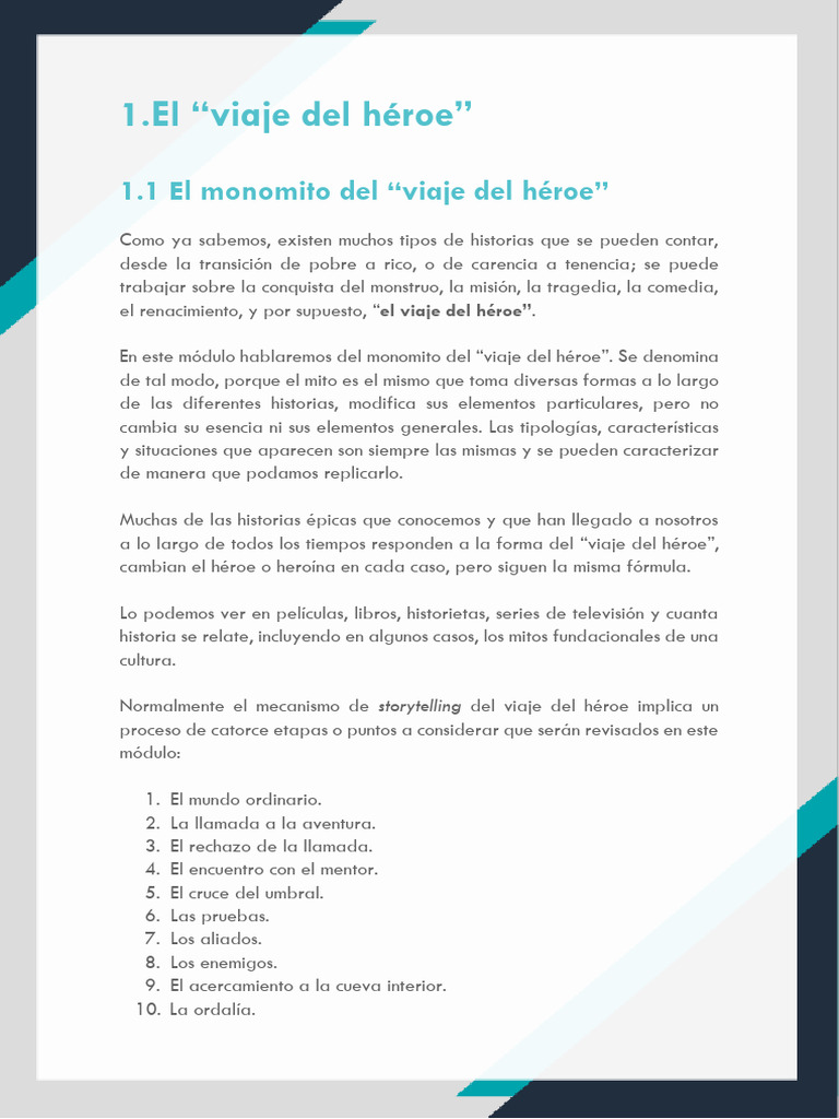 El Viaje del Héroe: Estructura y Ejemplos | PDF