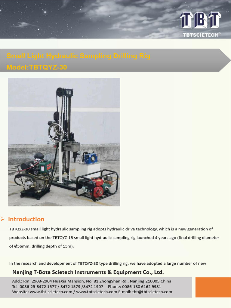 Small Light Hydraulic Sampling Drilling Rig | PDF | Drilling Rig | Machines