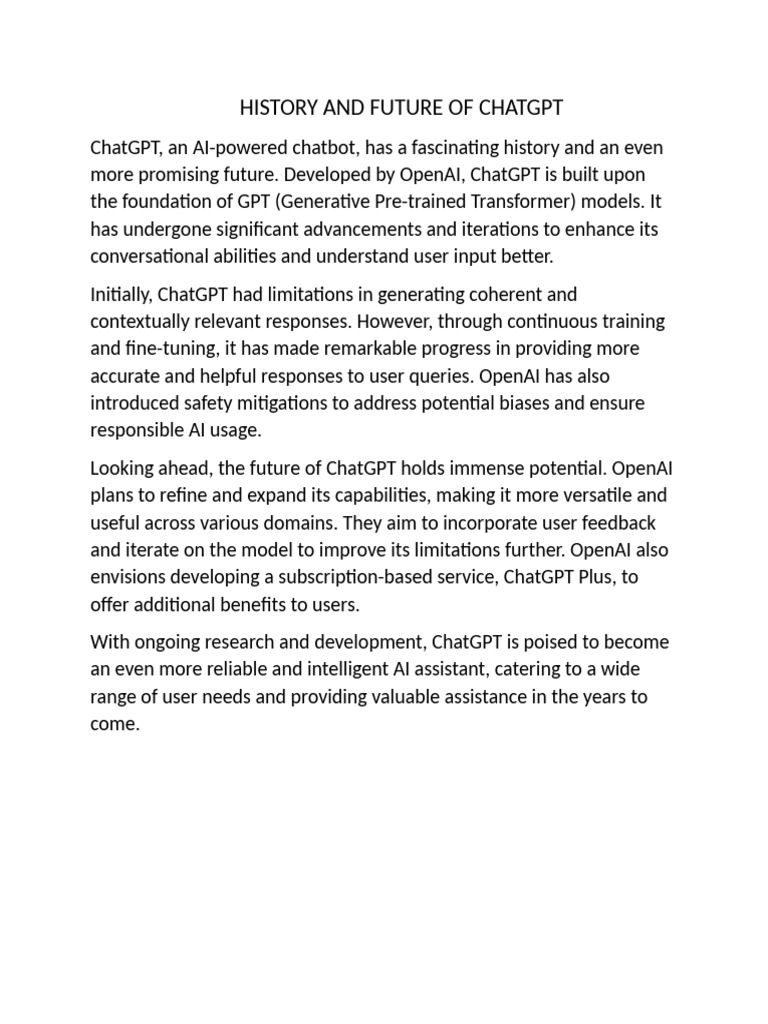 ChatGPT: Evolution and Future Insights | PDF