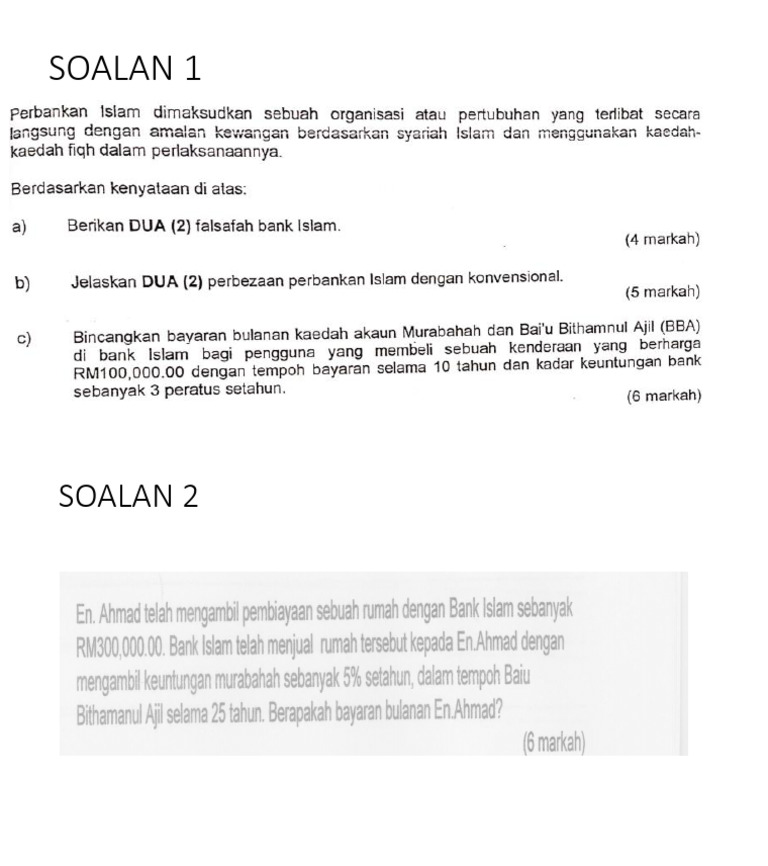 Soalan Tutorial Bank Islam Updated | PDF