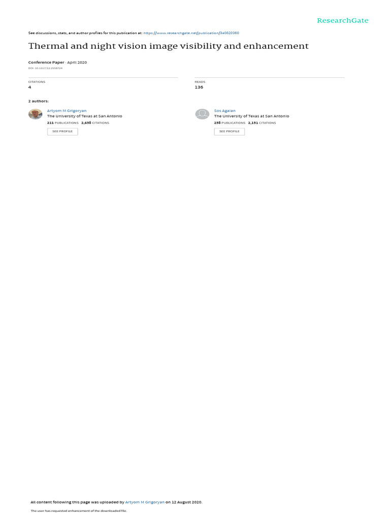 PresentationTermalInfared SPIE 2020R | PDF | Rgb Color Model | Image Processing