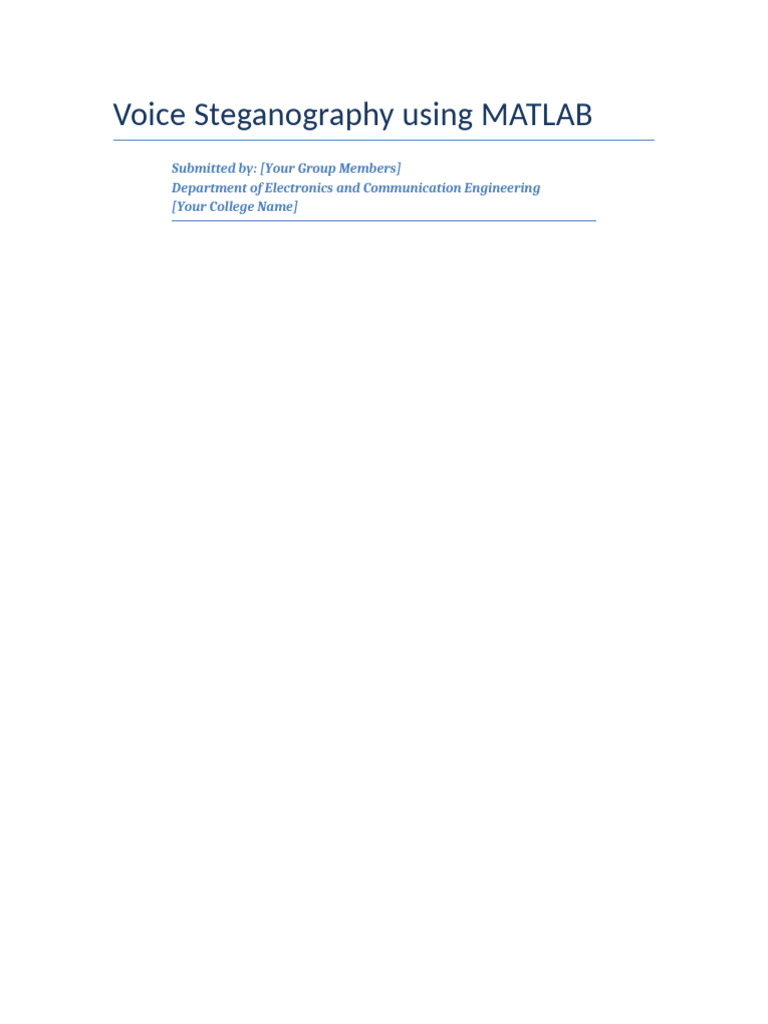 Voice Steganography Report | PDF | Telecommunications Engineering ...
