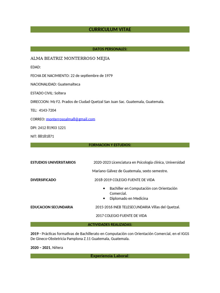 Curriculum Vitae Sar (1 | PDF | Guatemala | Informática