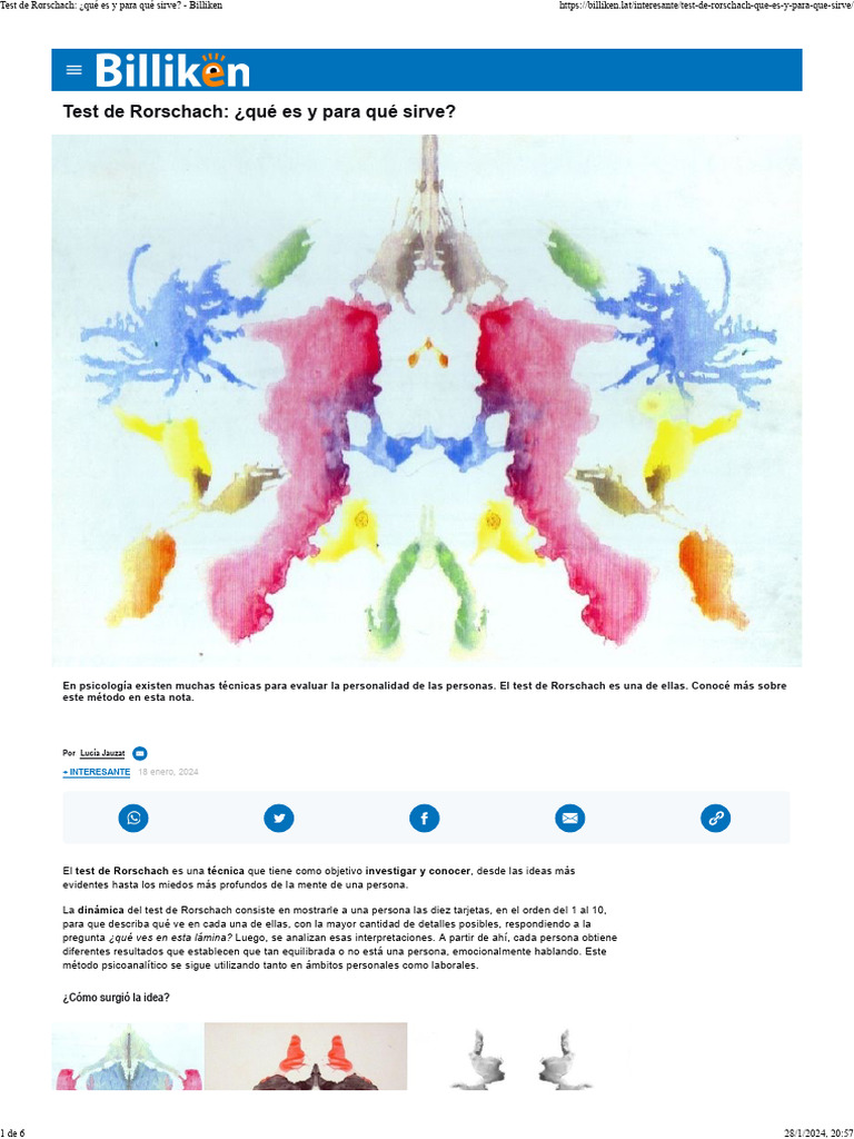 Test de Rorschach | PDF | Neurociencia | Conceptos psicologicos