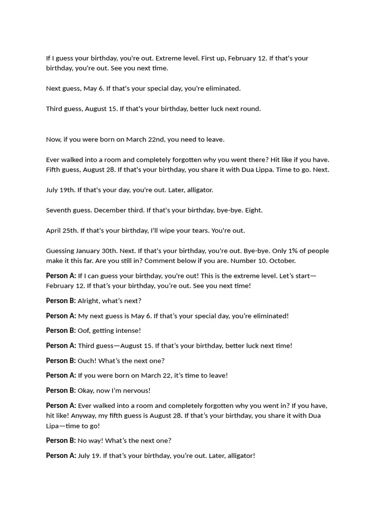 Guess Your Birthday Challenge | PDF