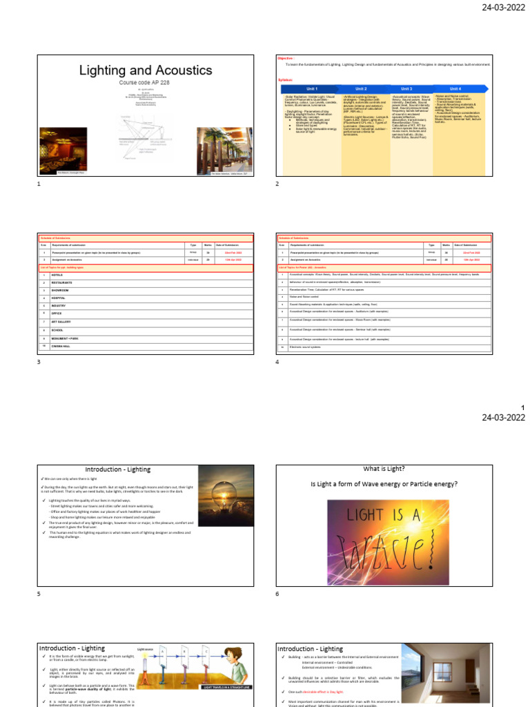 Lighting - Shared With Students - 24th March 2022 | PDF | Light | Lighting
