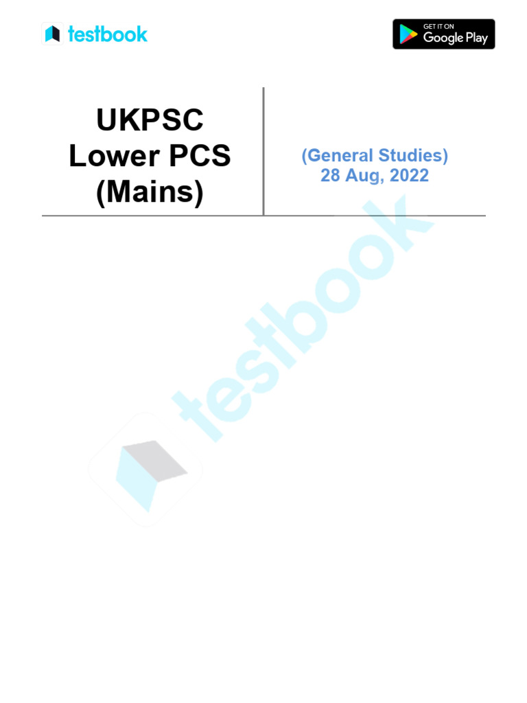 UKPSC Lower PCS Mains Question Paper | PDF