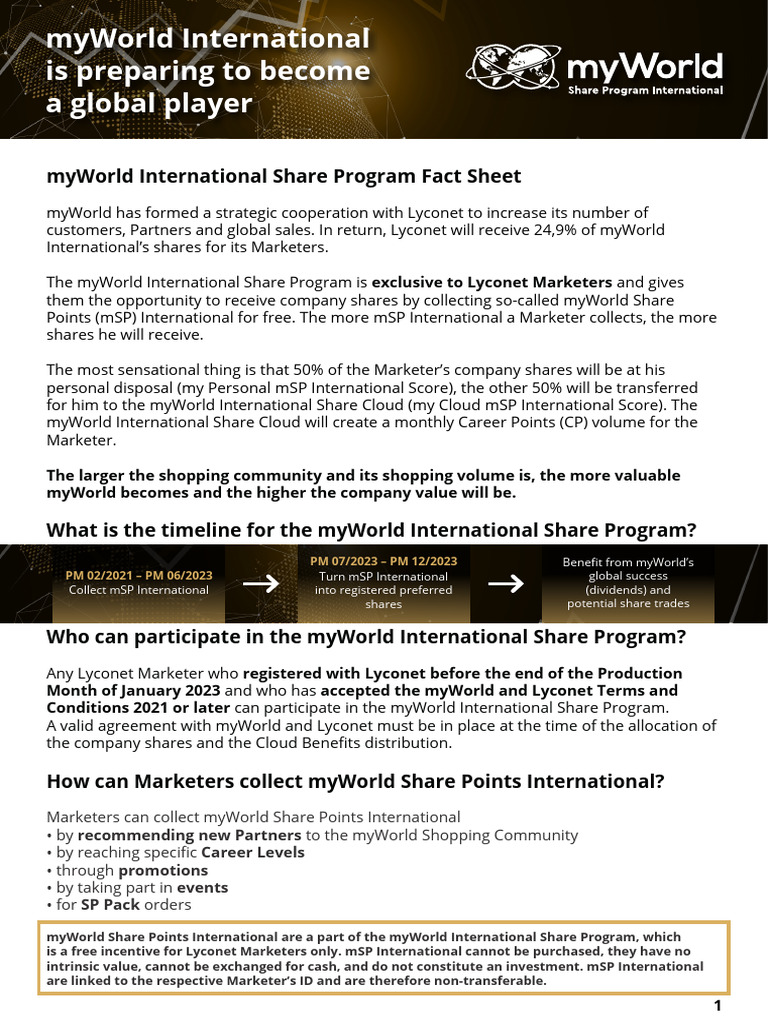 PL Fact Sheet Myworld Share Program 2023 04 | PDF | Euro | Business