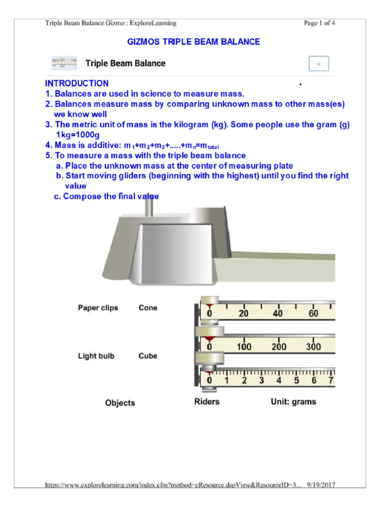 Gws Triple Beam Balance 2022 | PDF