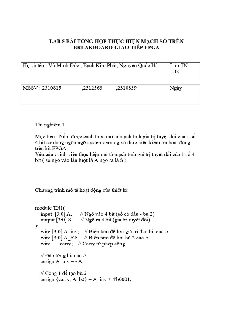 Lab 5 KTS L02 Nhóm 5 | PDF