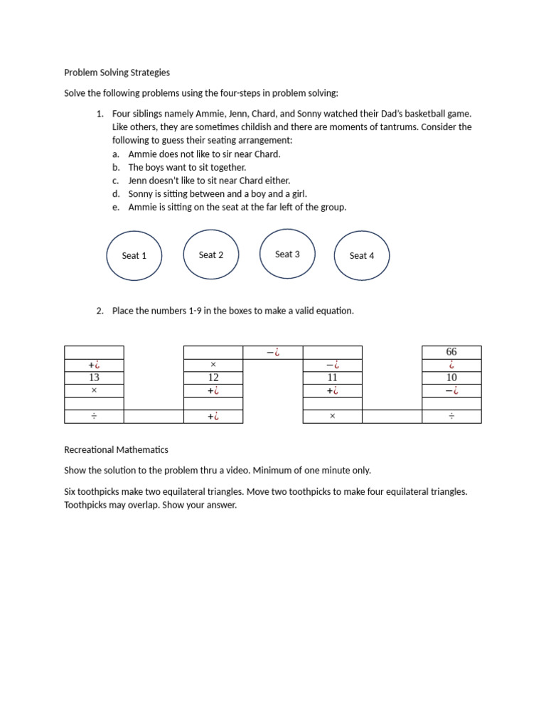 Problem Solving Strategies | PDF