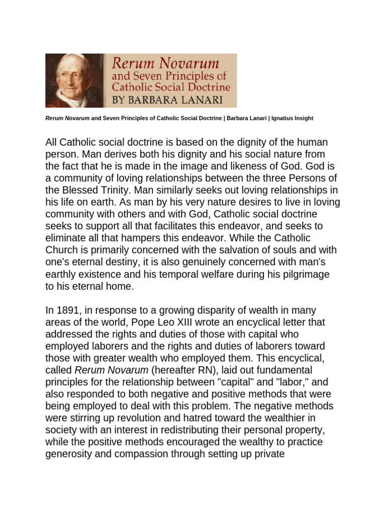 Rerum Novarum 7 Principles | PDF | Catholic Social Teaching