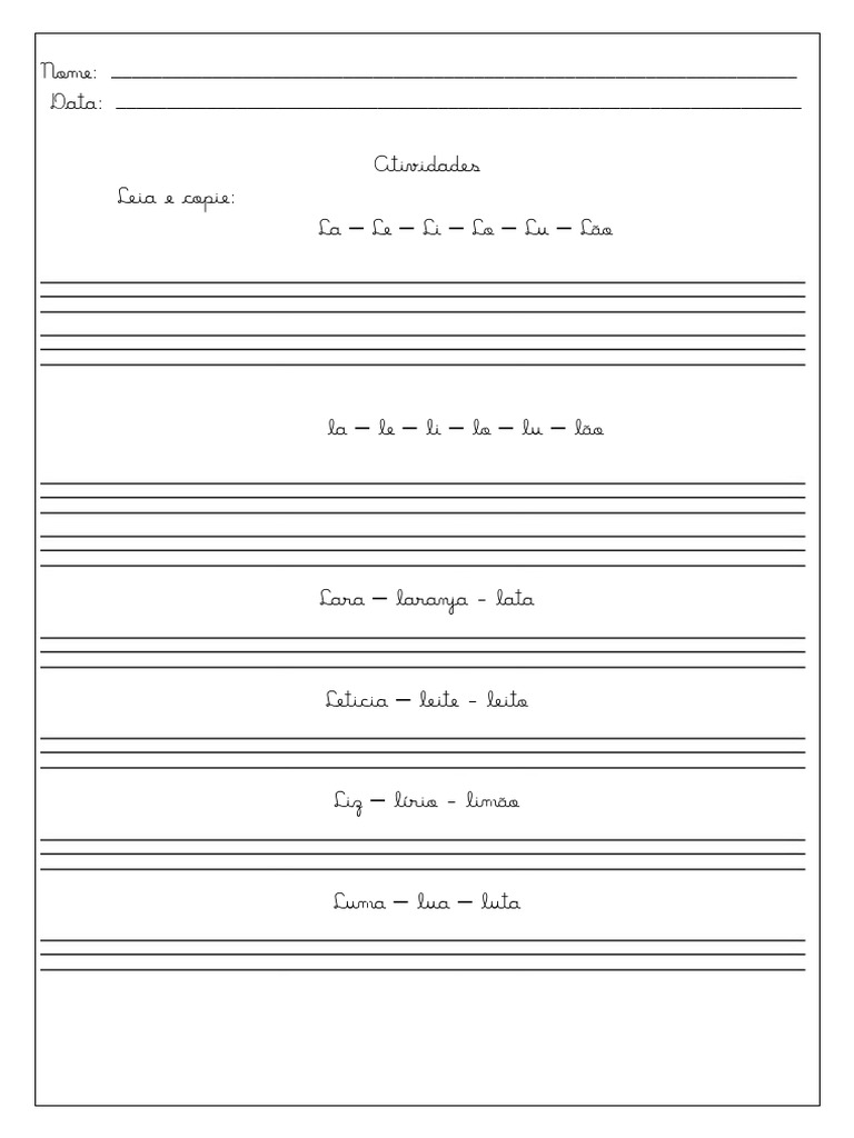 Atividades Texto letra L | PDF