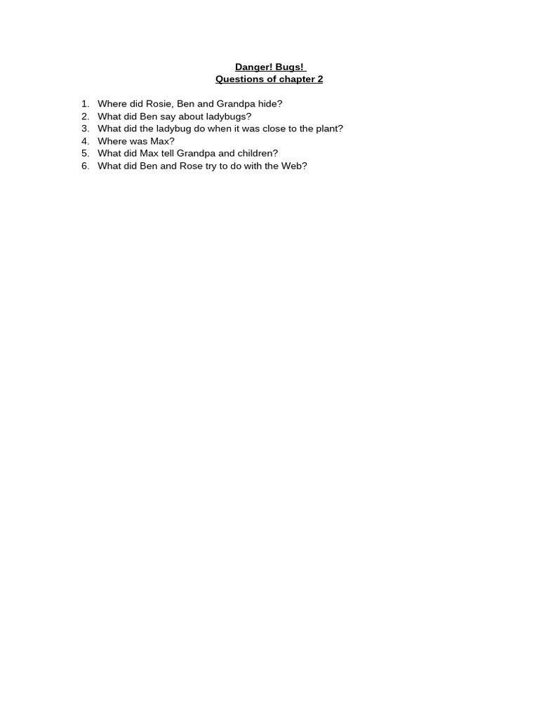 Danger! Bugs! Questions of Chapter 2 | PDF