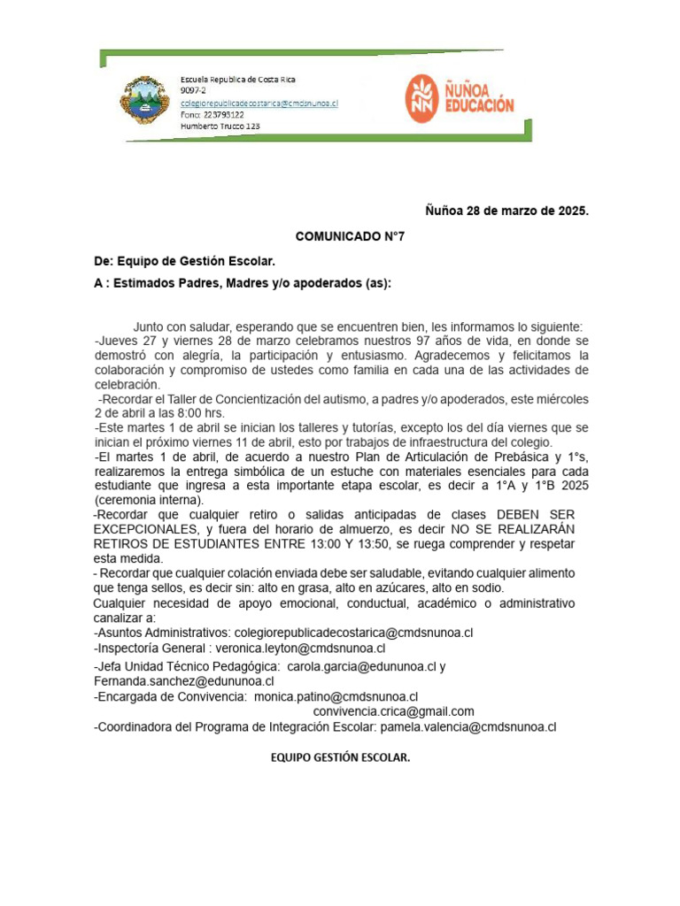 Comunicado N° 7 | PDF