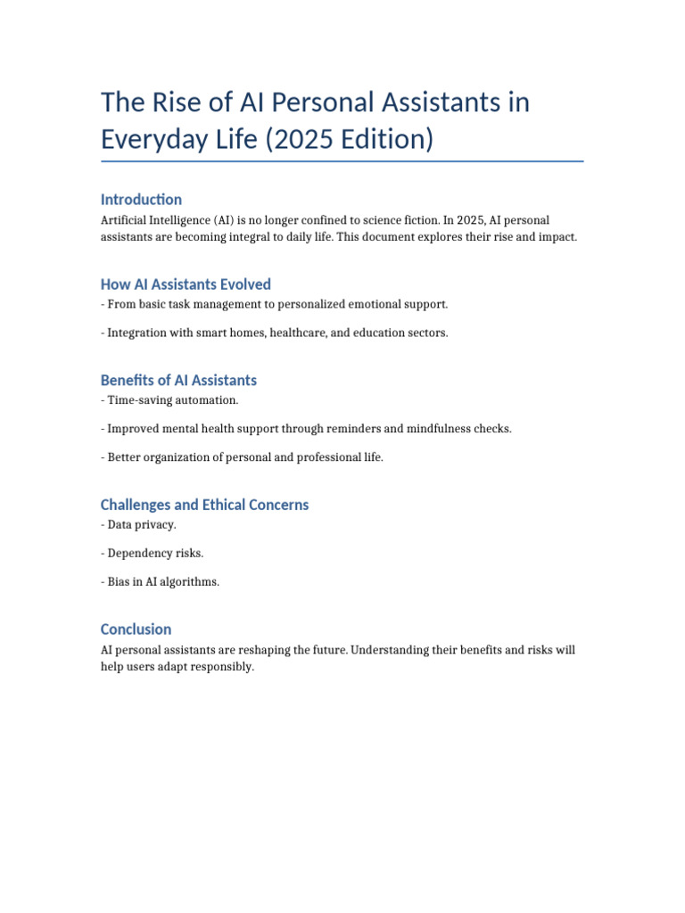 The Rise of AI Personal Assistants in Everyday Life 2025 Edition | PDF