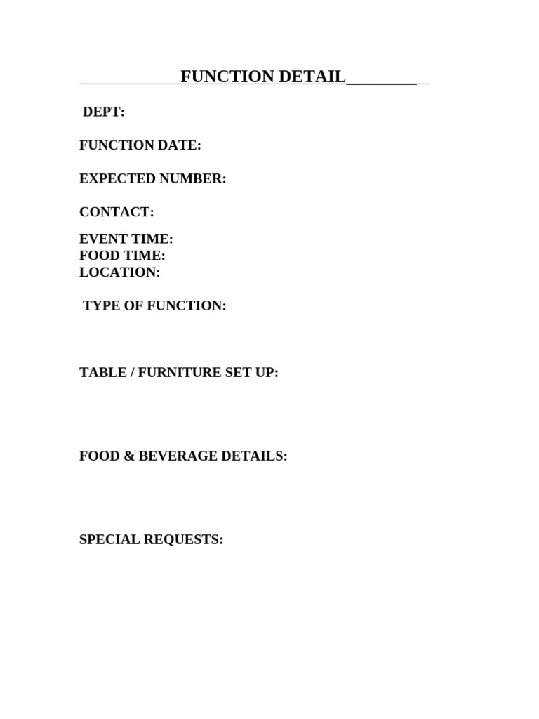 Event Function Details Template | PDF