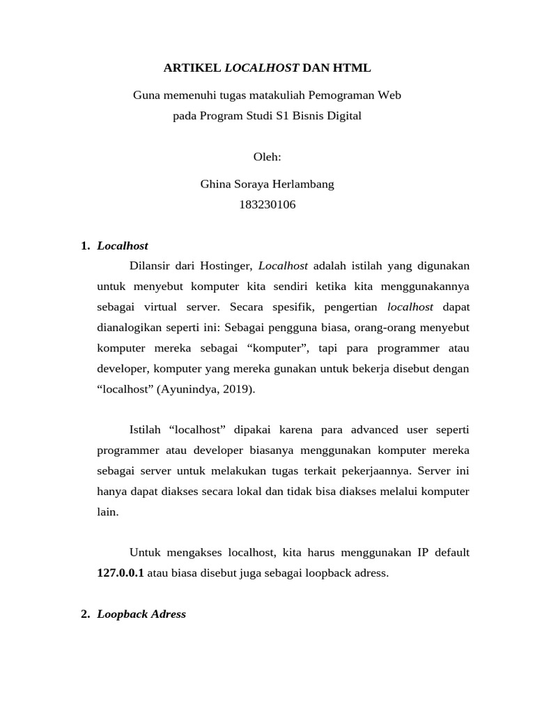 Pengertian dan Fungsi Localhost dalam Web | PDF