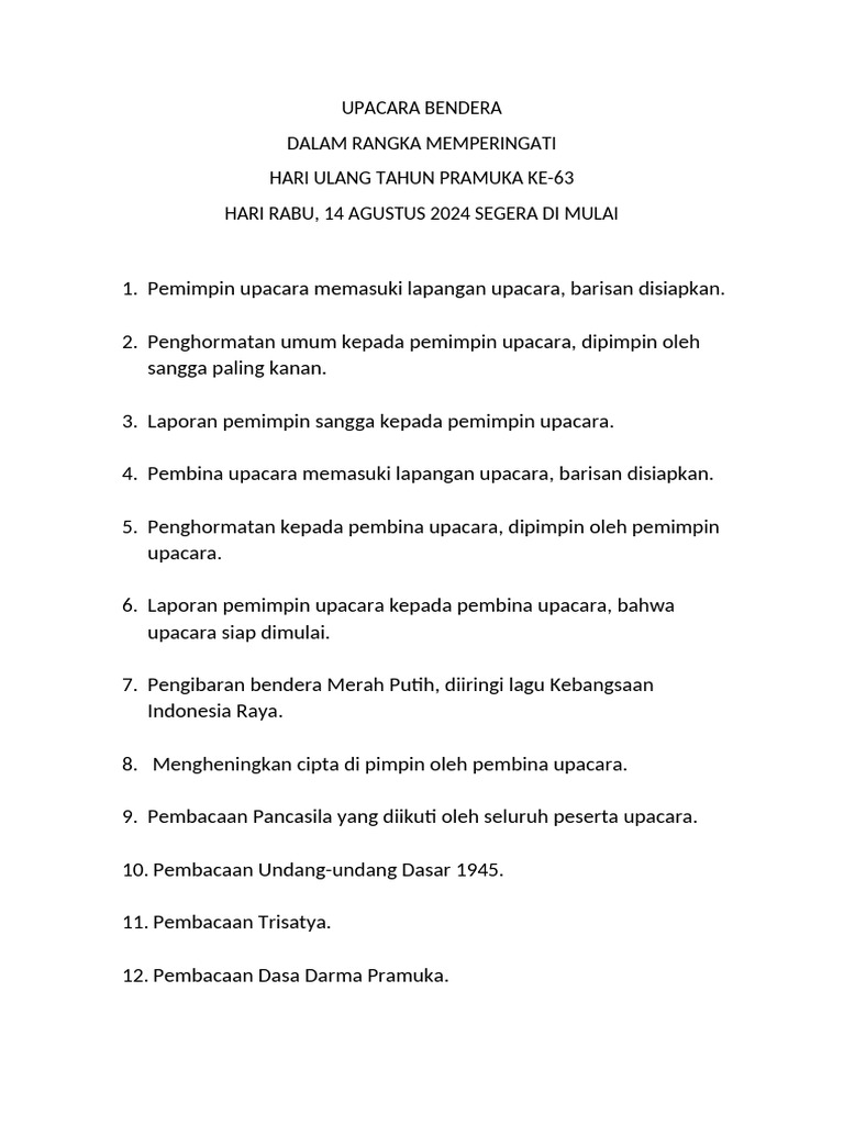 Upacara HUT Pramuka ke-63 | PDF
