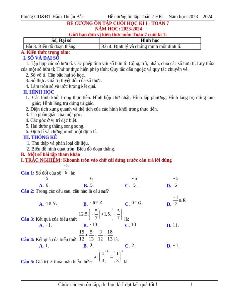 Toan_7_HD_OnTap_HKI_2324 | PDF