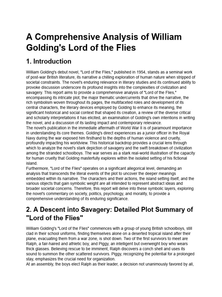 Lord of The Flies Analysis | PDF | Allegory | Narrative