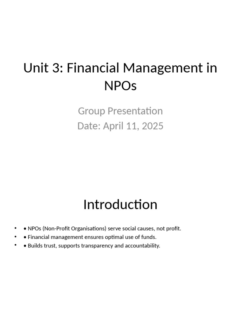 Financial Management for NPOs Explained | PDF
