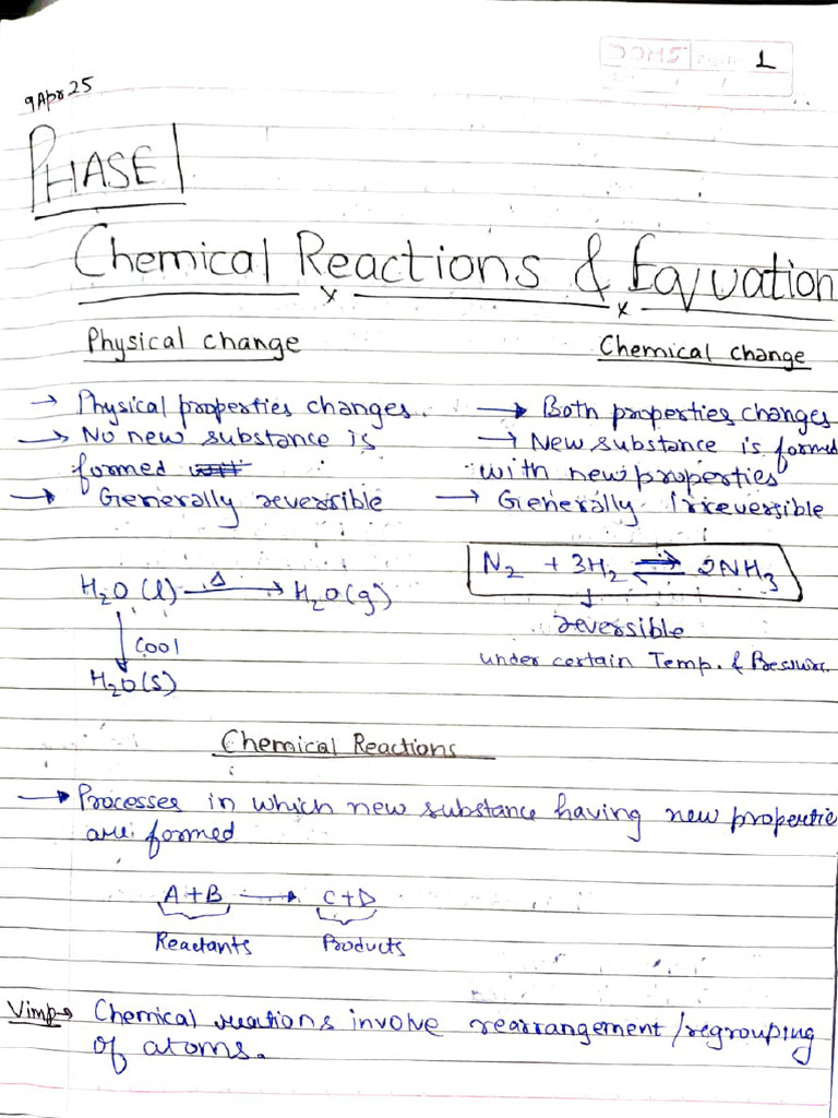 Chemical Eq. and Reaction Properties of Chemical RXN 1-2 | PDF