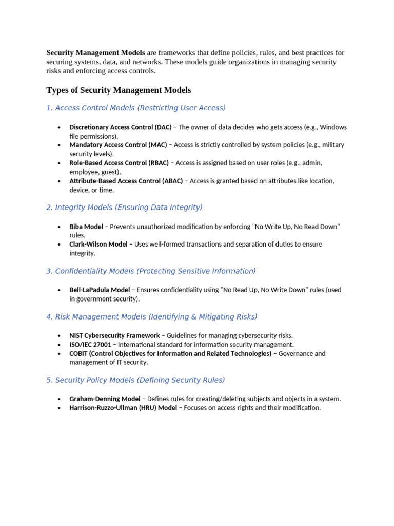 Security Management Model | PDF