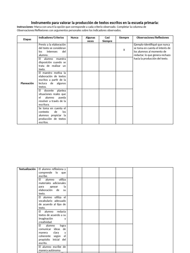 402instrumento para Valorar La Producción de Textos Escritos en La ...