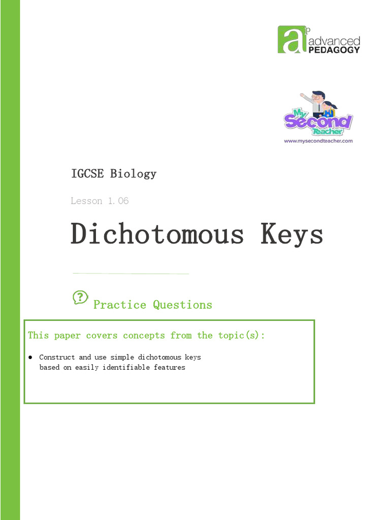 IGCSE Biology: Dichotomous Keys Guide | PDF | Flowers | Fruit