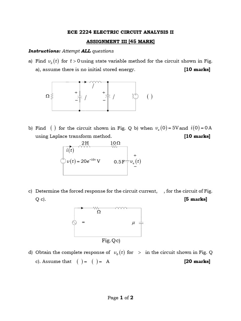 Ece 2224 Electric Circuit Analysis Ii - Assign Iii | PDF