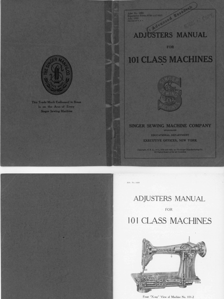 Singer 101 Adjusters Manual July 1923 | PDF | Electrical Connector ...