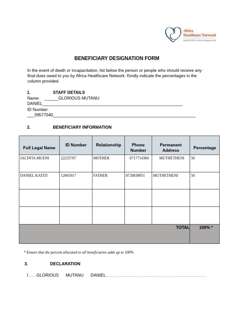 Beneficiary Designation Form | PDF