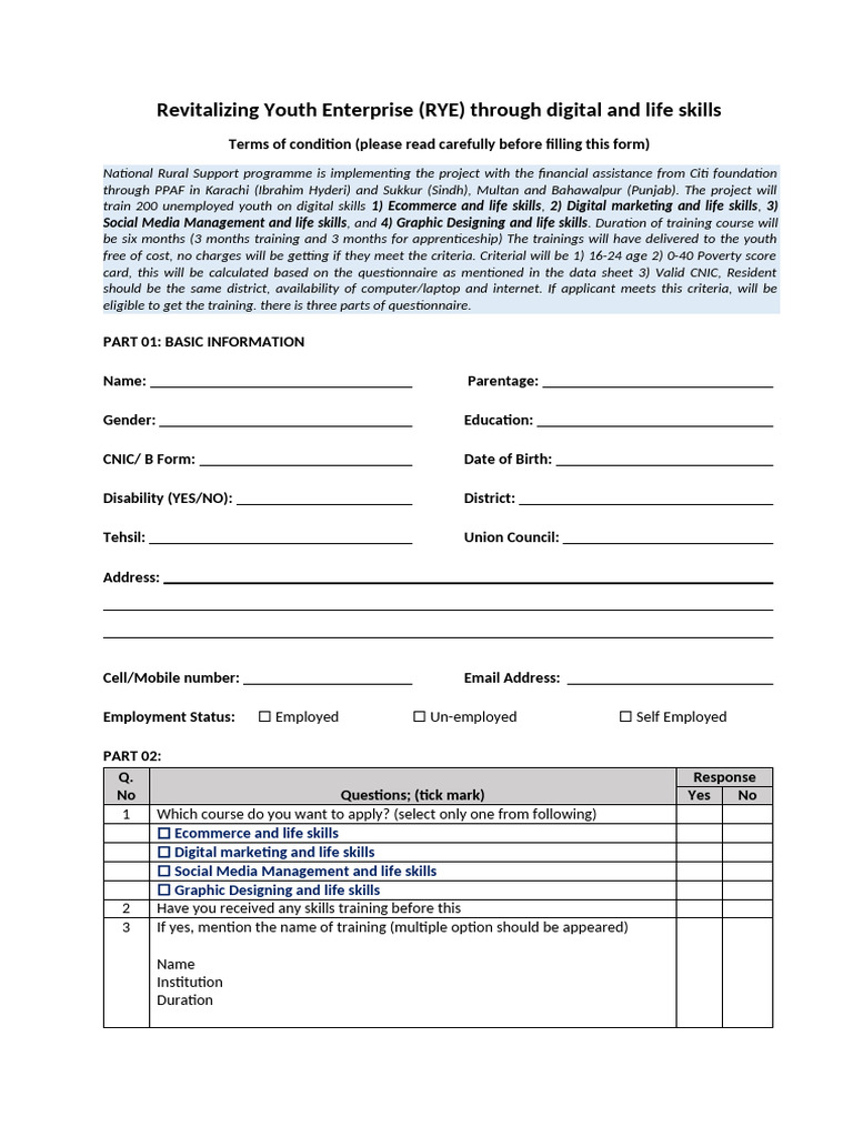 Digital Skills Training Registration Form | PDF | Toilet