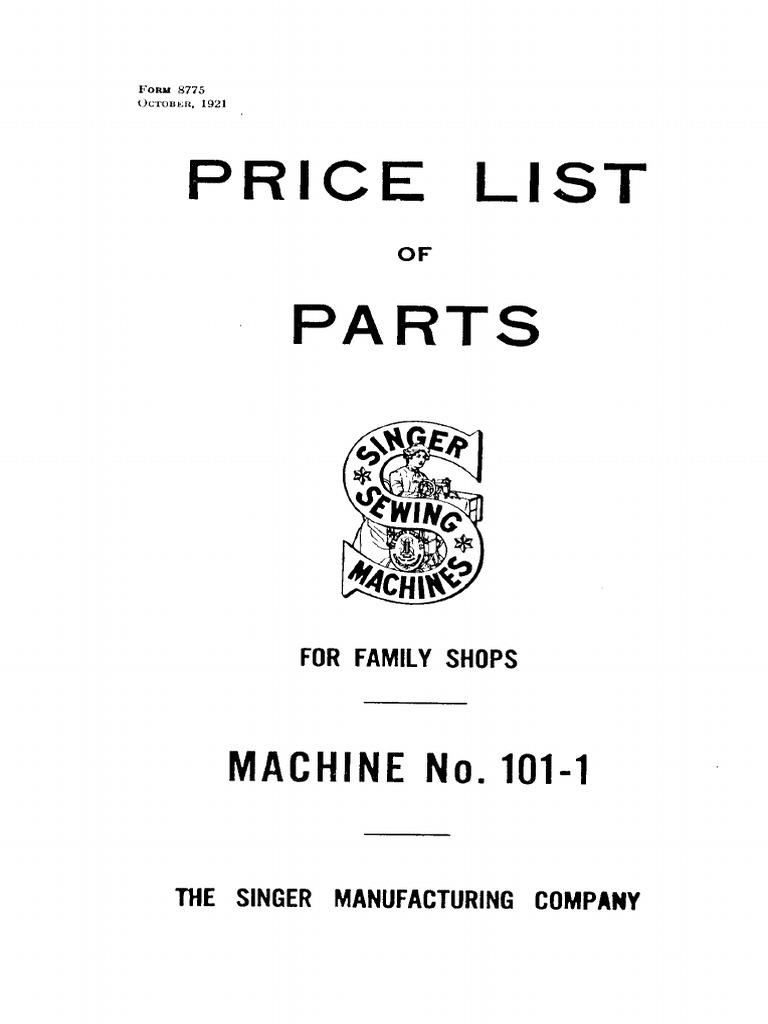 Singer Model 101-1 Sewing Machine Parts-List | PDF | Electrical ...