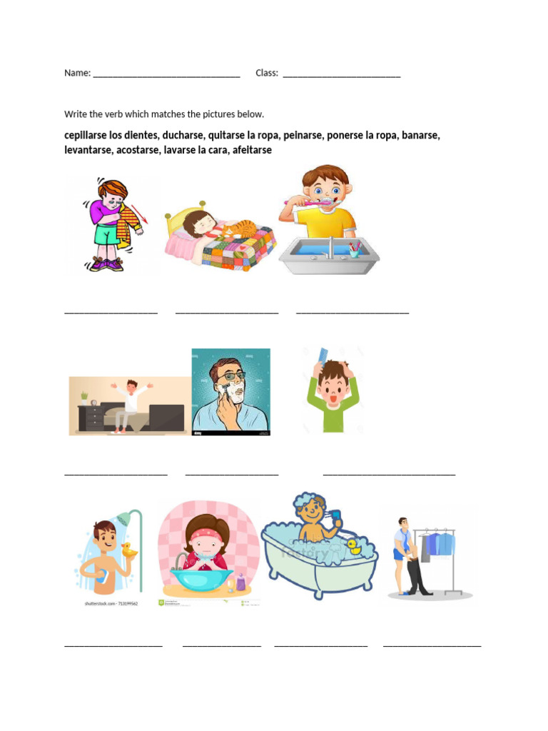Reflexive Verbs Practice Worksheet | PDF