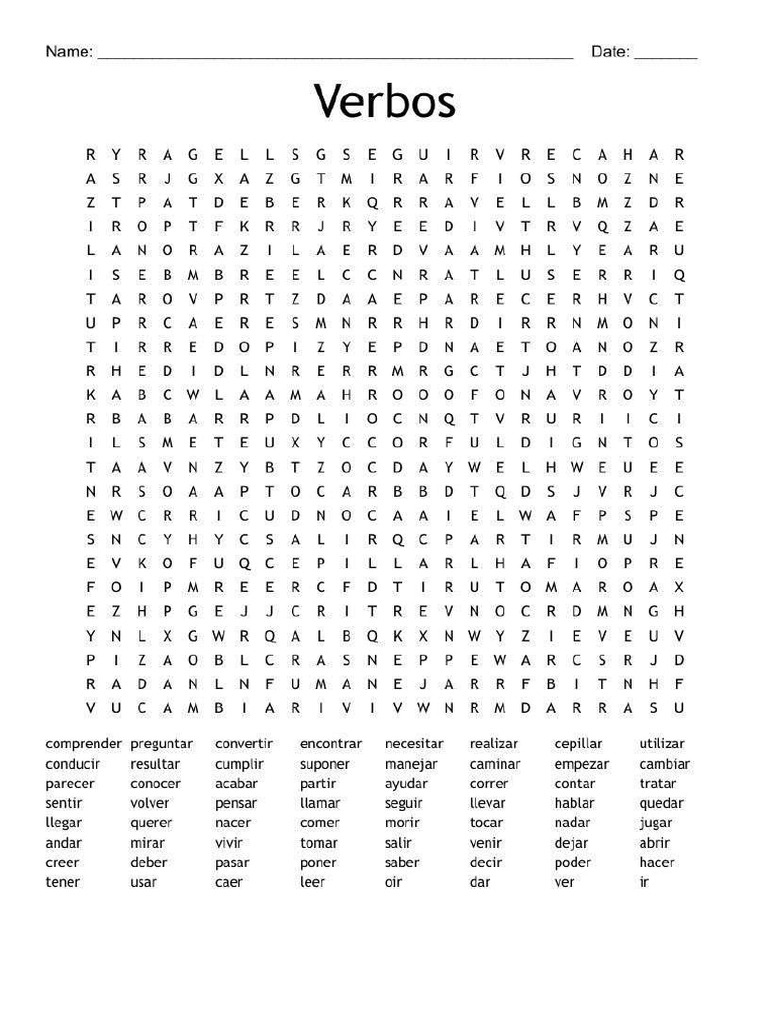 Sopa Letras Verbos | PDF